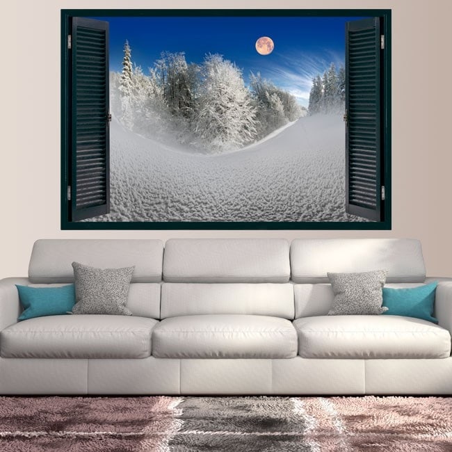 🥇 Vinyl Windows Moon in the snowy mountains 🥇
