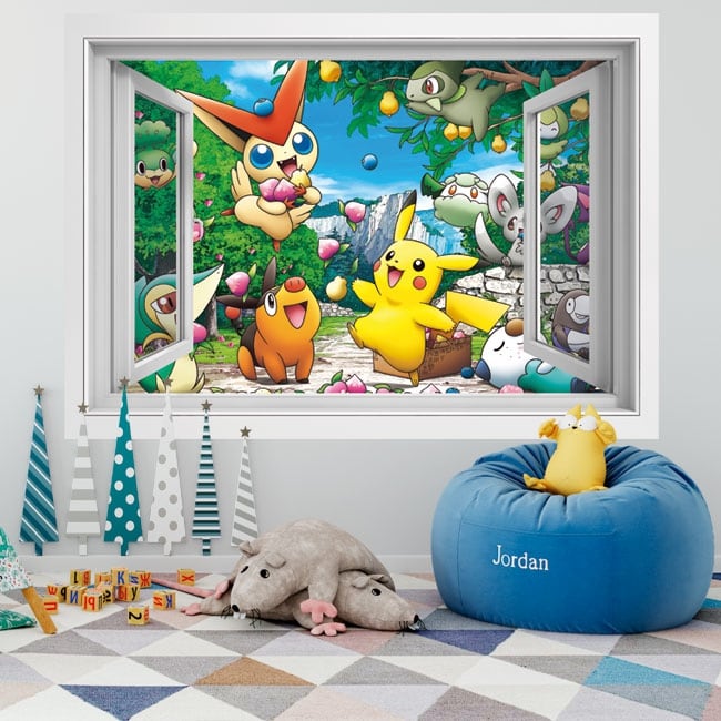 🥇 Vinyl walls 3d window pikachu 🥇