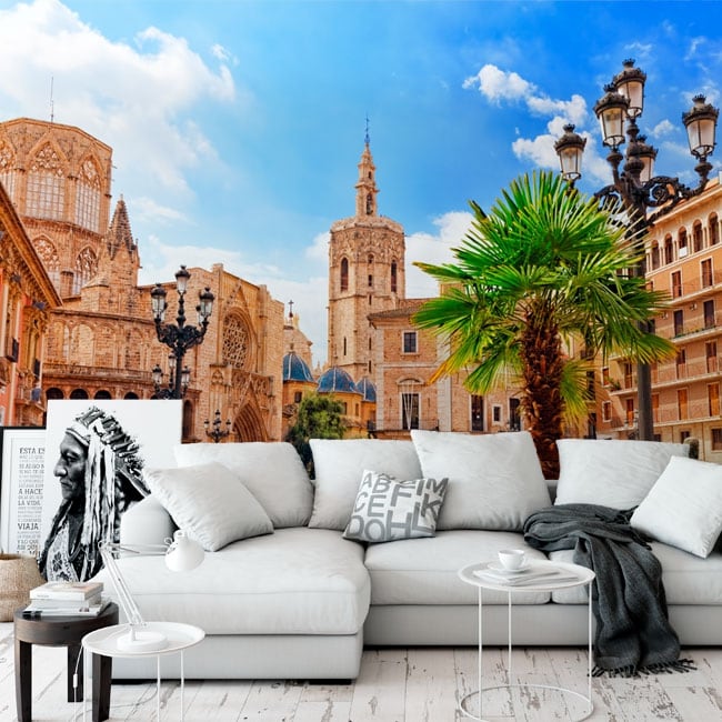 🥇 Vinyl wall murals santa maria square from valencia 🥇