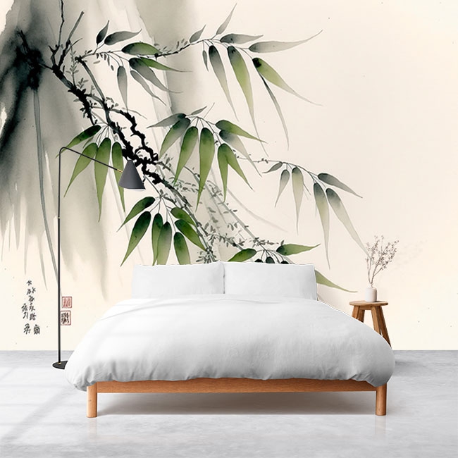 🥇 Japanese watercolor bamboo wall mural or wallpaper 🥇