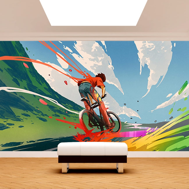 🥇 Cycling mural or wallpaper 🥇
