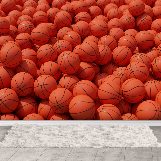 🥇 Wall mural or wallpaper realistic basketballs 🥇