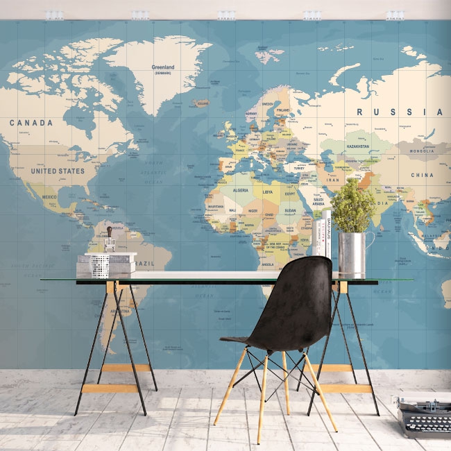🥇 Wall murals of adhesive vinyl world map 🥇